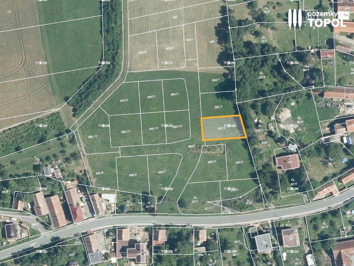 Stavební pozemek 555 m², Pozemky Topol - Chrudim | Stavební Pozemky